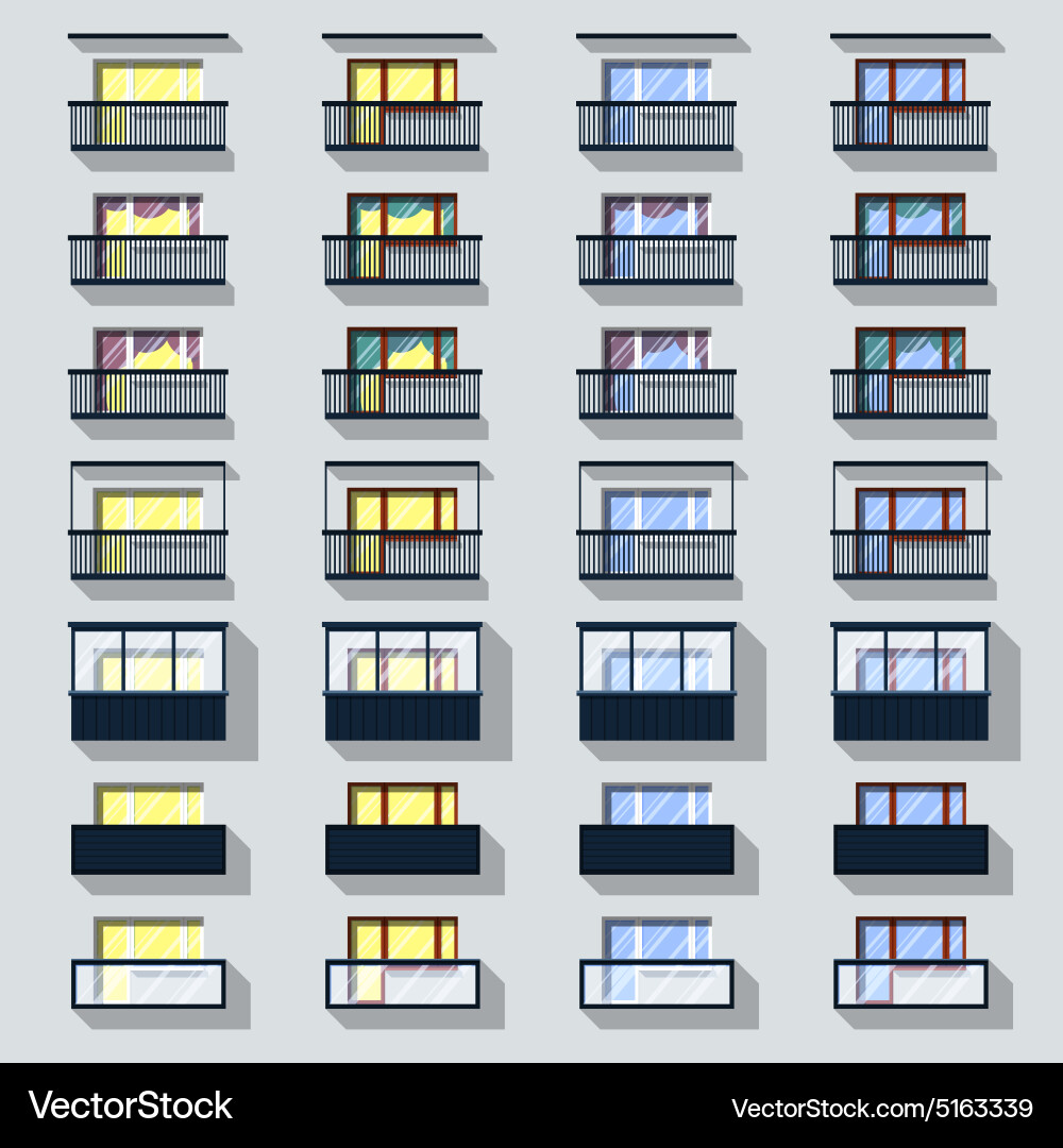 Set different types balconies Royalty Free Vector Image