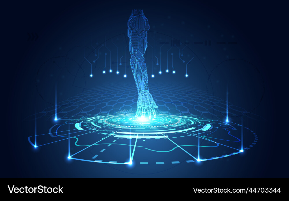 Abstract technology ai concept arm touch Vector Image