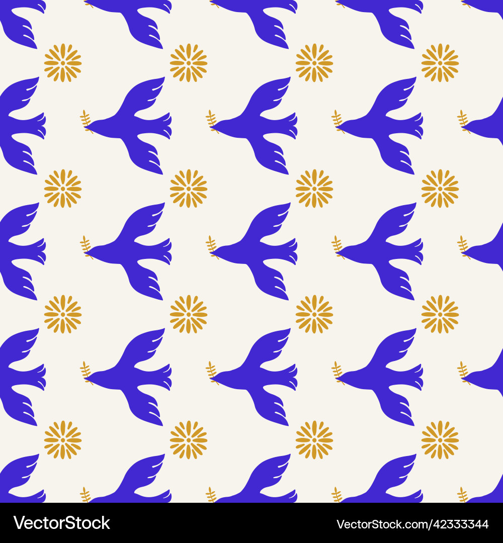 Bird of peace ethnic textile seamless pattern Vector Image