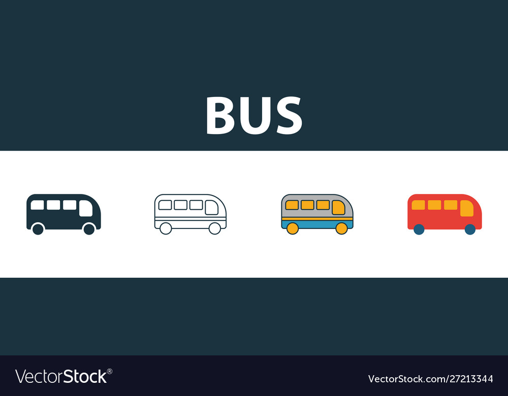 Bus icon set four simple symbols in different Vector Image Bus icon set four simple symbols in different Vector Image