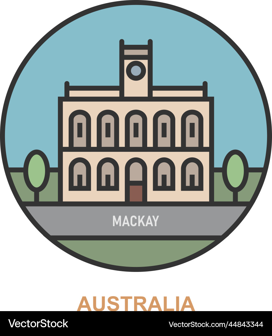 Mackay sities and towns in australia Royalty Free Vector