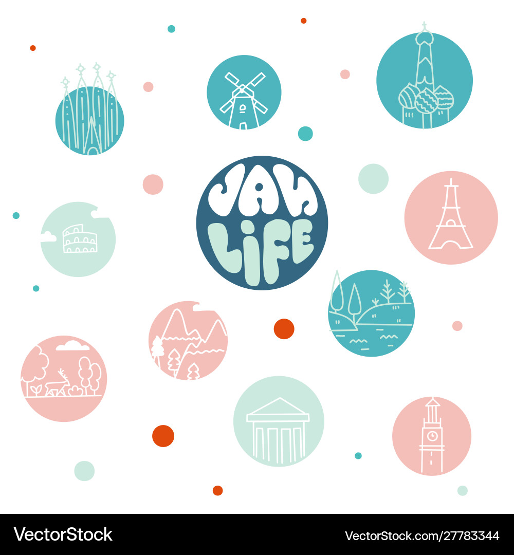 Van life movement abstract hand drawn banner Vector Image