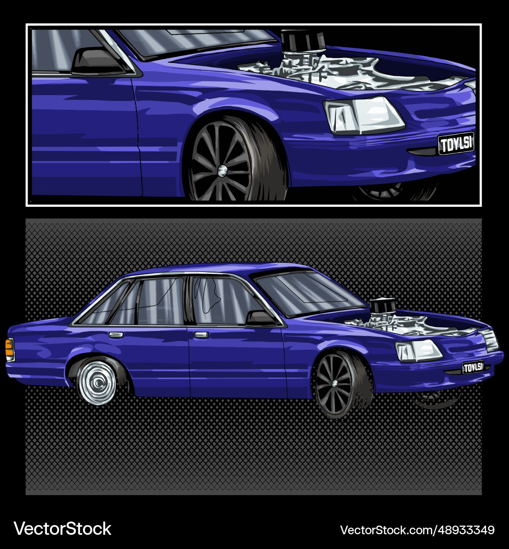 Blue drag racing car with black strip Royalty Free Vector