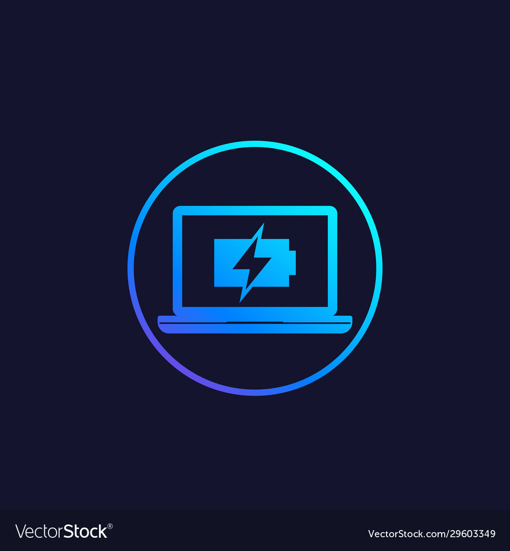 Charging battery on computer screen icon Vector Image