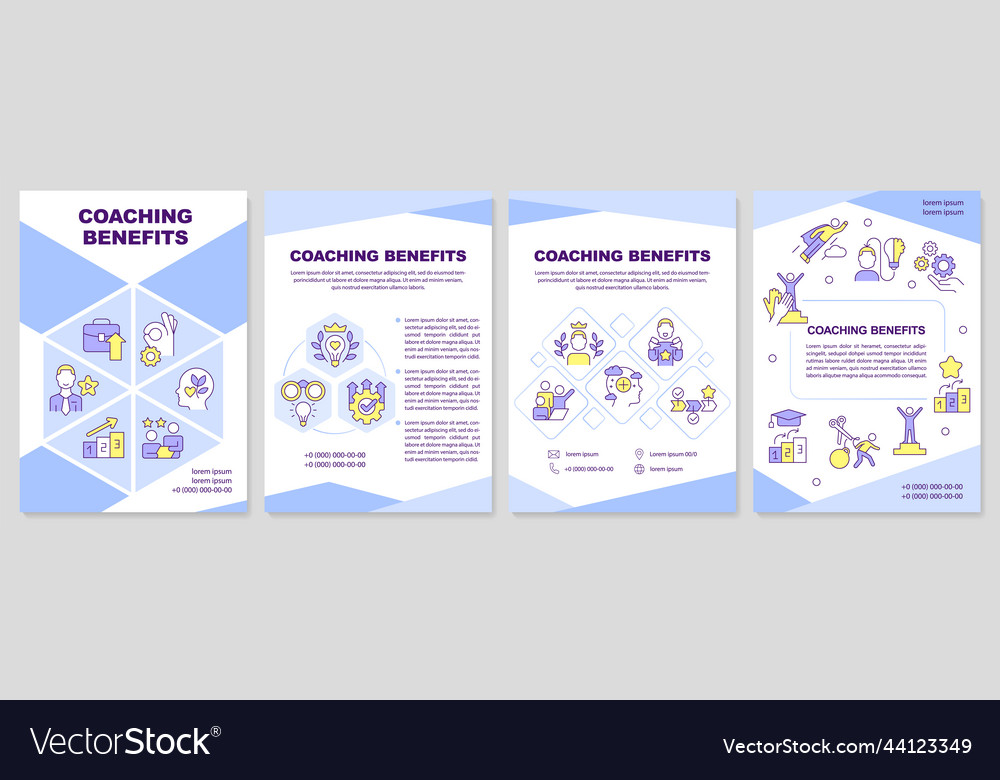 Coaching benefits blue brochure template Vector Image Coaching benefits blue brochure template Vector Image