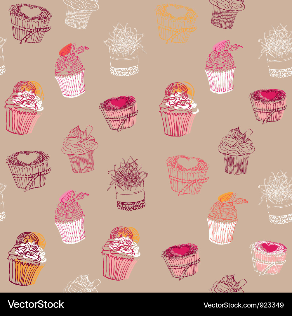 Cupcakes pattern Royalty Free Vector Image - VectorStock