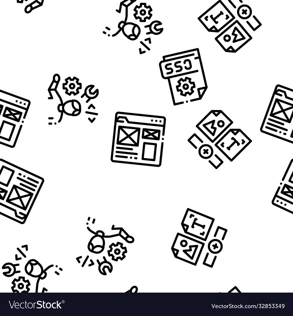 Front end development seamless pattern Royalty Free Vector