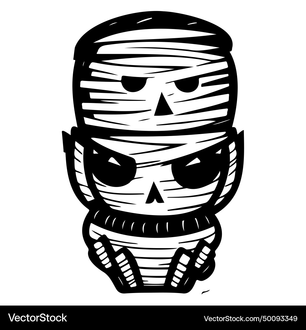 Halloween mummy scary sketch draw Royalty Free Vector Image