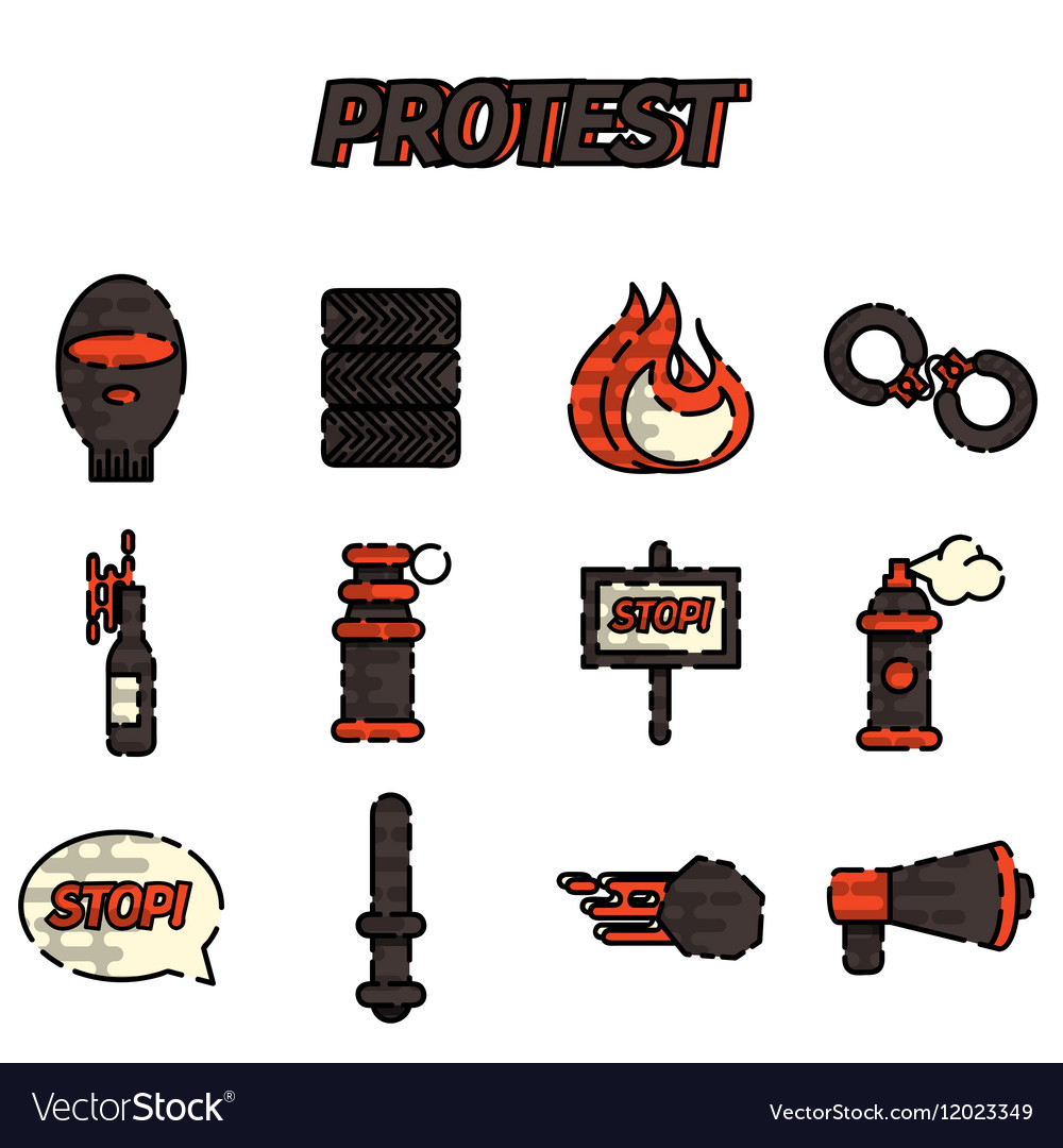Protest flat icon set Royalty Free Vector Image