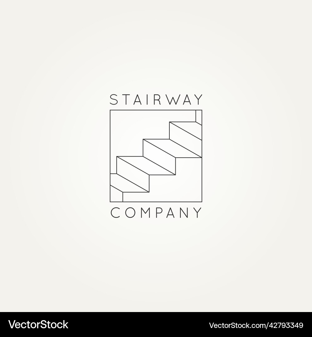 Simple stairway line art logo template design Vector Image