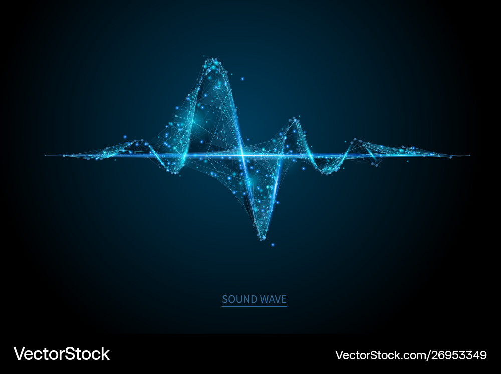 Sound wave low poly wireframe banner template Vector Image