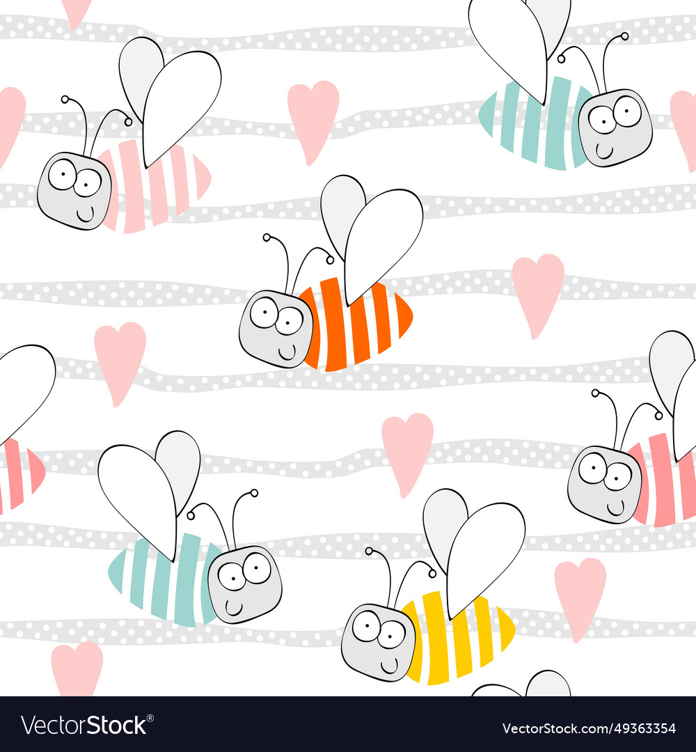 Bee pattern background Royalty Free Vector Image