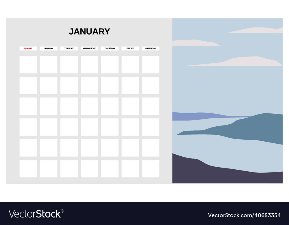 Calendar planner january winter month minimal Vector Image
