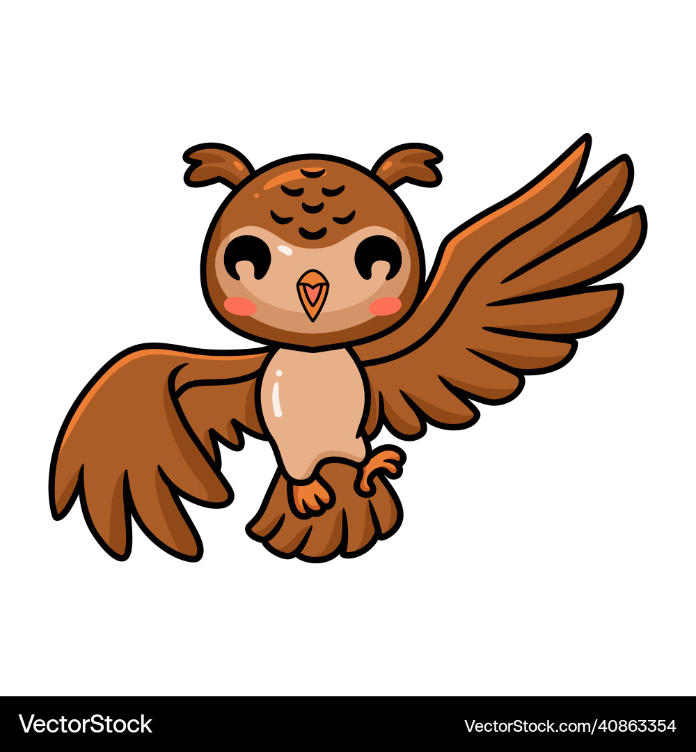 Cute little owl cartoon posing Royalty Free Vector Image