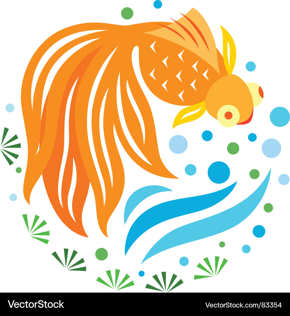 Gold fish swimming Royalty Free Vector Image - VectorStock