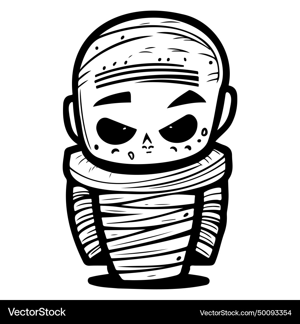 Halloween mummy scary sketch draw Royalty Free Vector Image