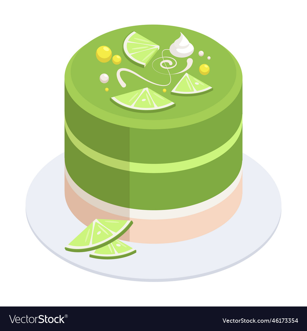 Isometric lemon cheesecake baked pastry dessert Vector Image Isometric lemon cheesecake baked pastry dessert Vector Image
