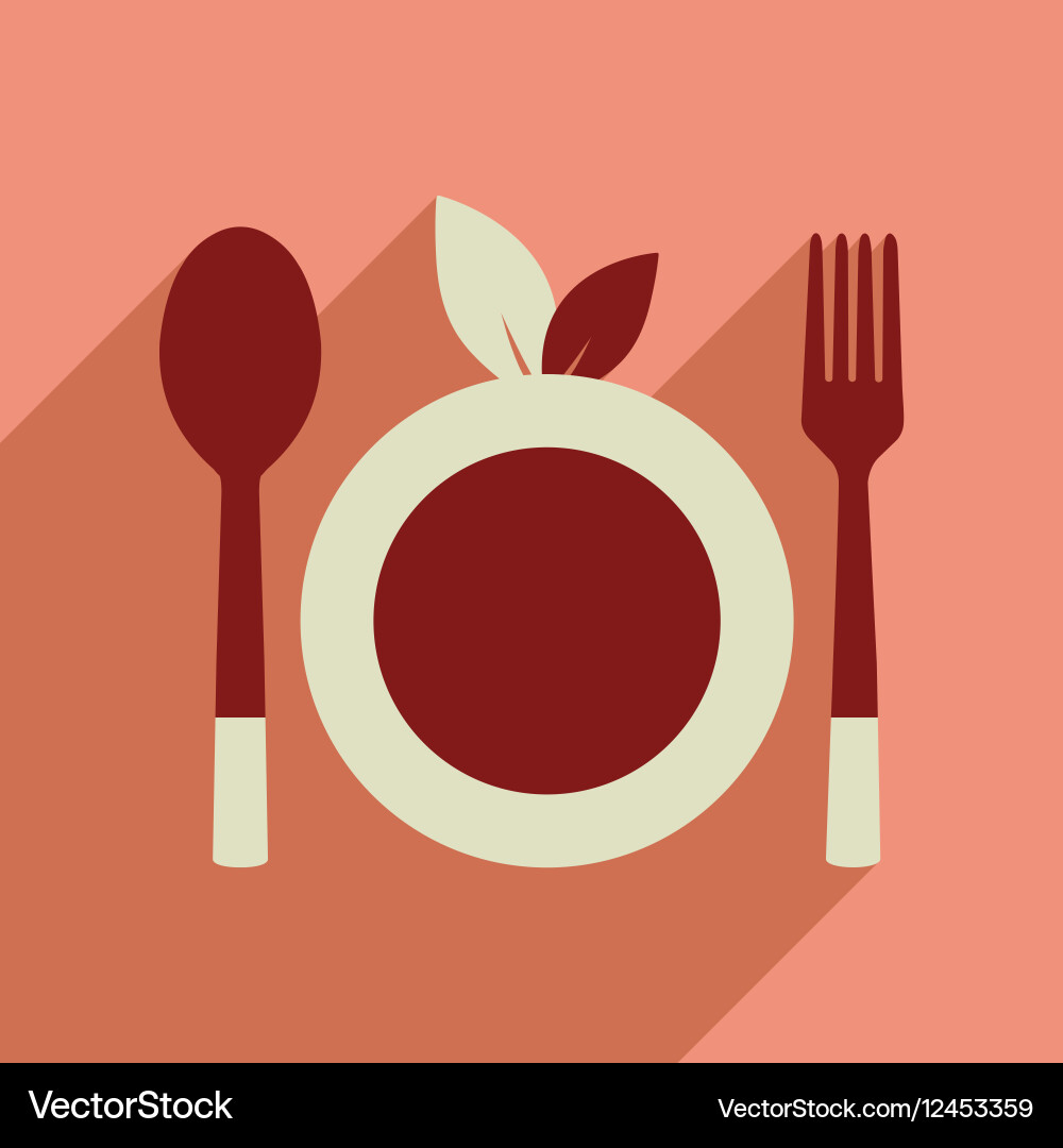 Flat web icon with long shadow eco cutlery Vector Image