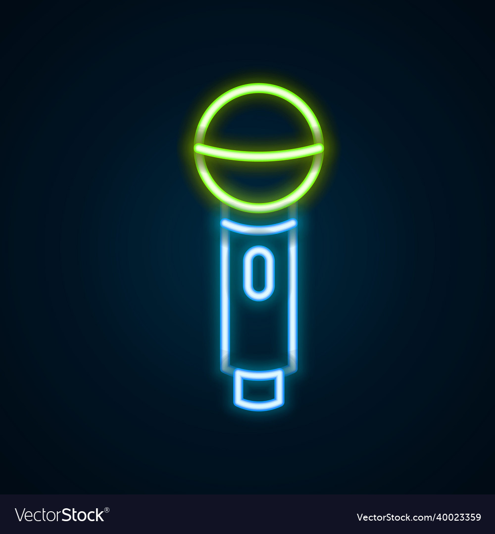 Glowing neon line microphone icon isolated Vector Image Glowing neon line microphone icon isolated Vector Image