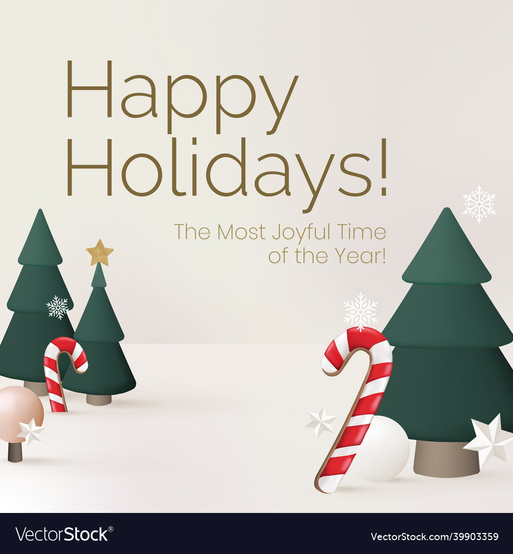 Happy holidays social media template christmas Vector Image