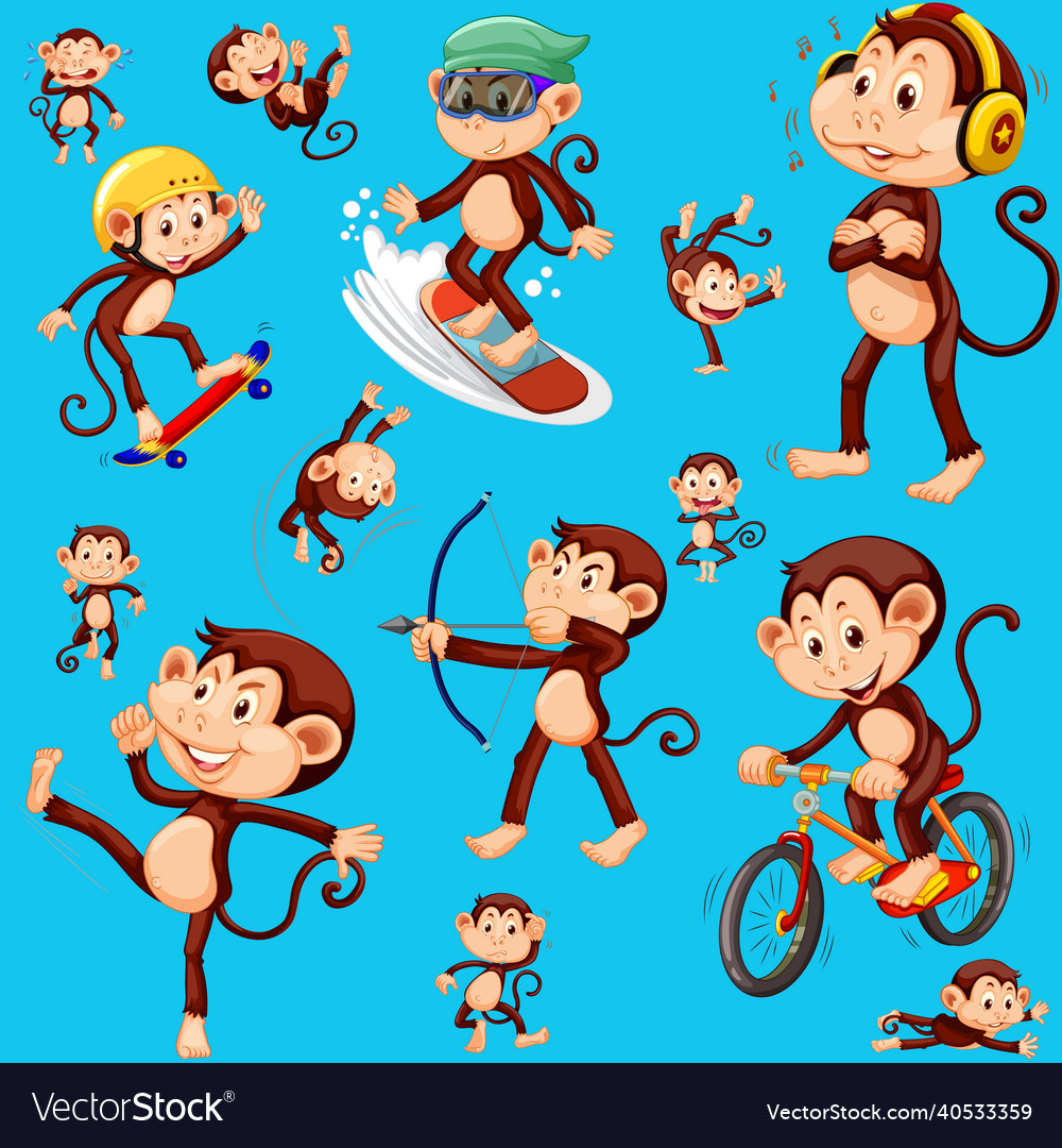 Monkey seamless pattern background Royalty Free Vector Image
