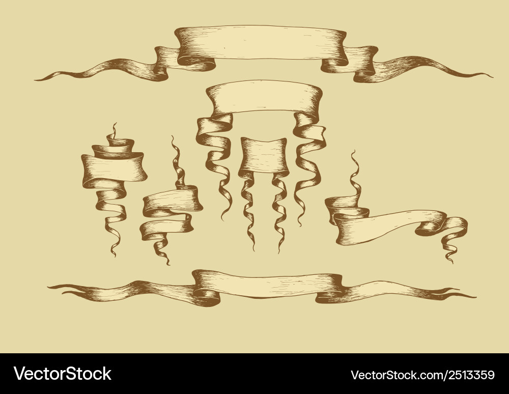 Old banners ribbons and manuscripts Royalty Free Vector