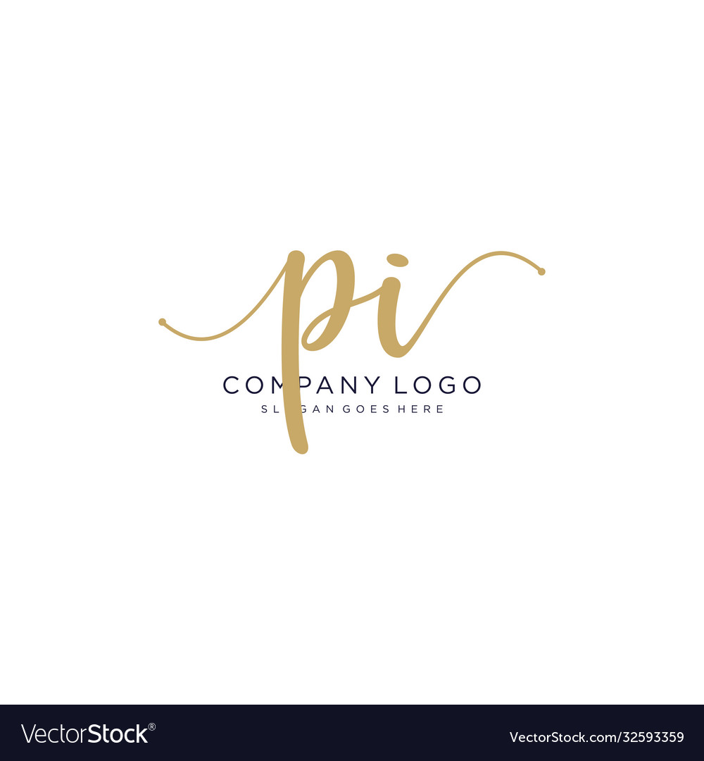 Pi initial handwriting logo design Royalty Free Vector Image