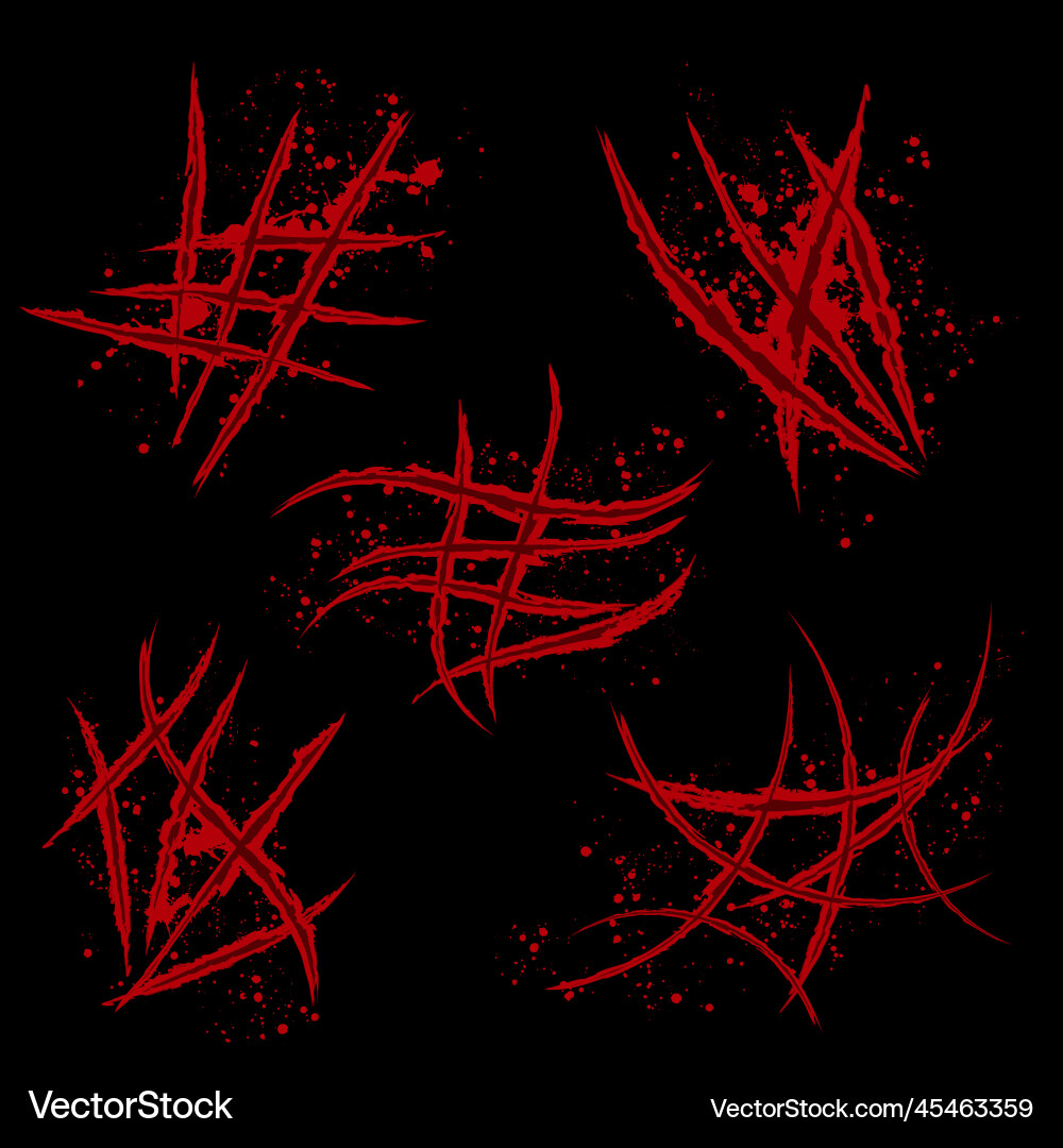 Red claw blood wounds black Royalty Free Vector Image