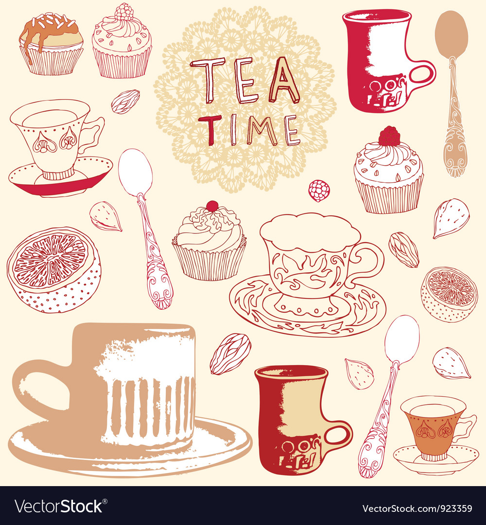 Tea time background Royalty Free Vector Image - VectorStock