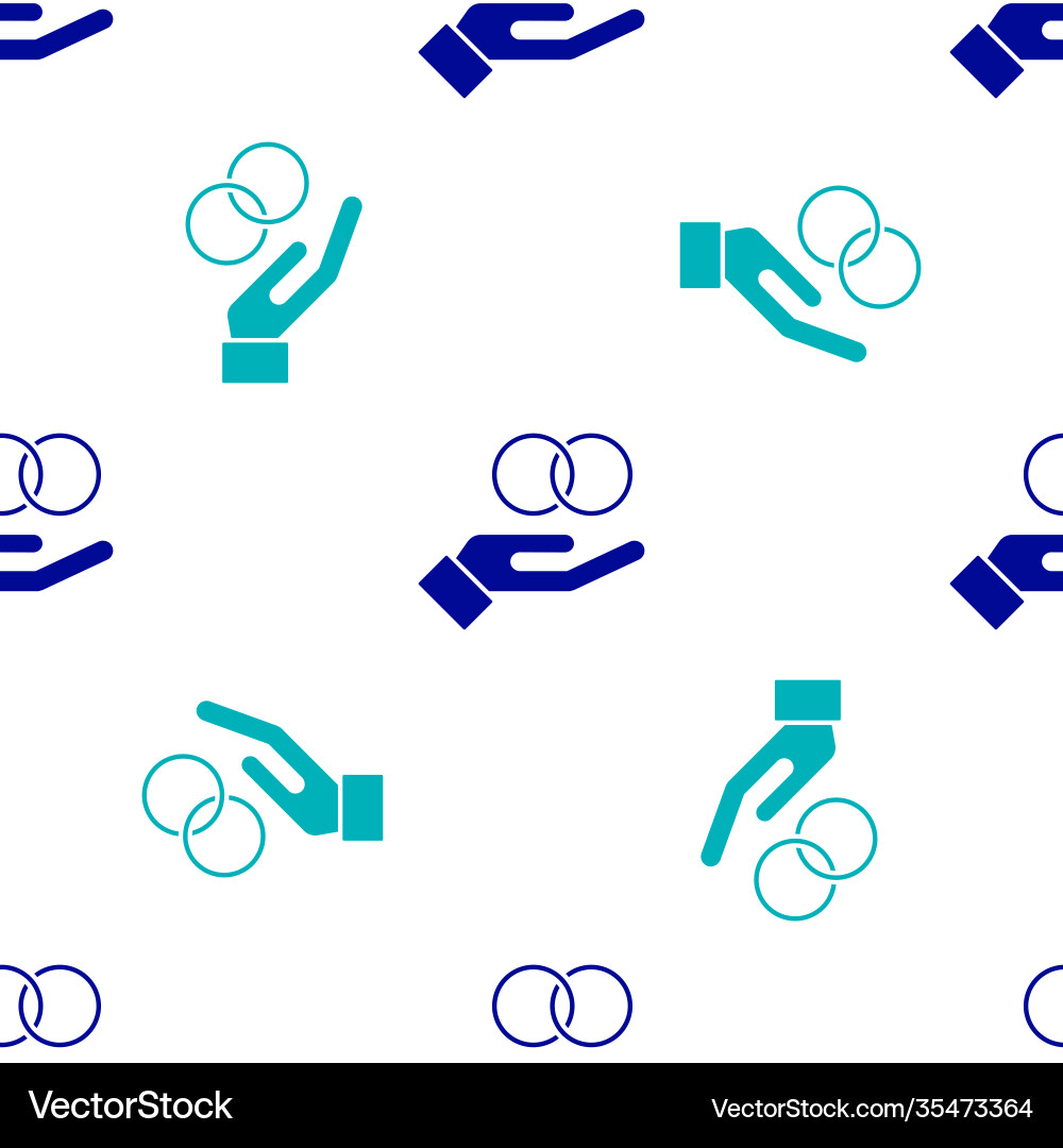 Blue wedding rings icon isolated seamless pattern Vector Image