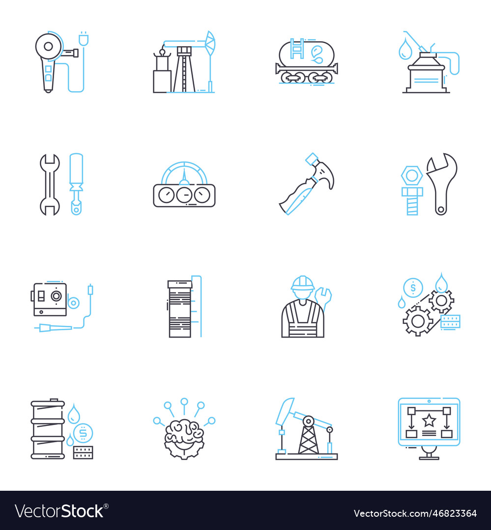 Natural language processing linear icons set Vector Image