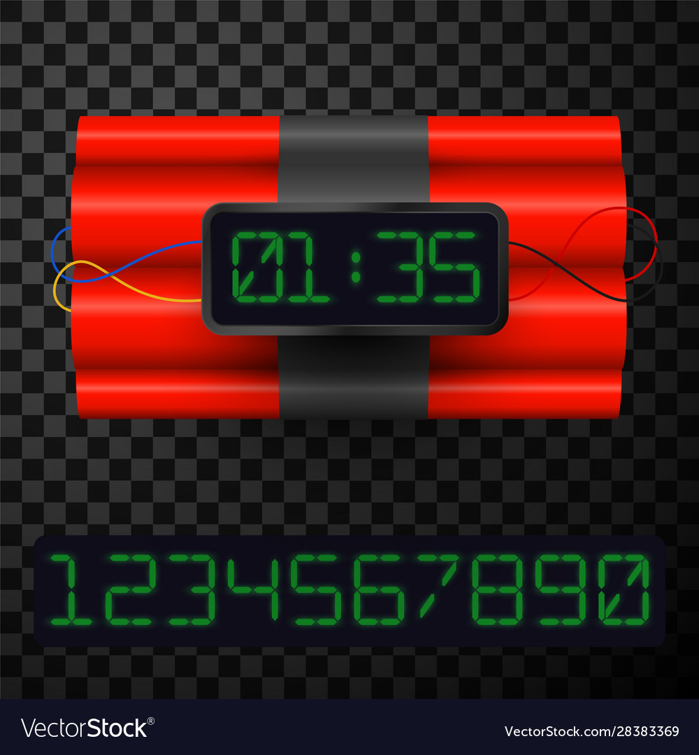 Dynamite with timer realistic 3d Royalty Free Vector Image