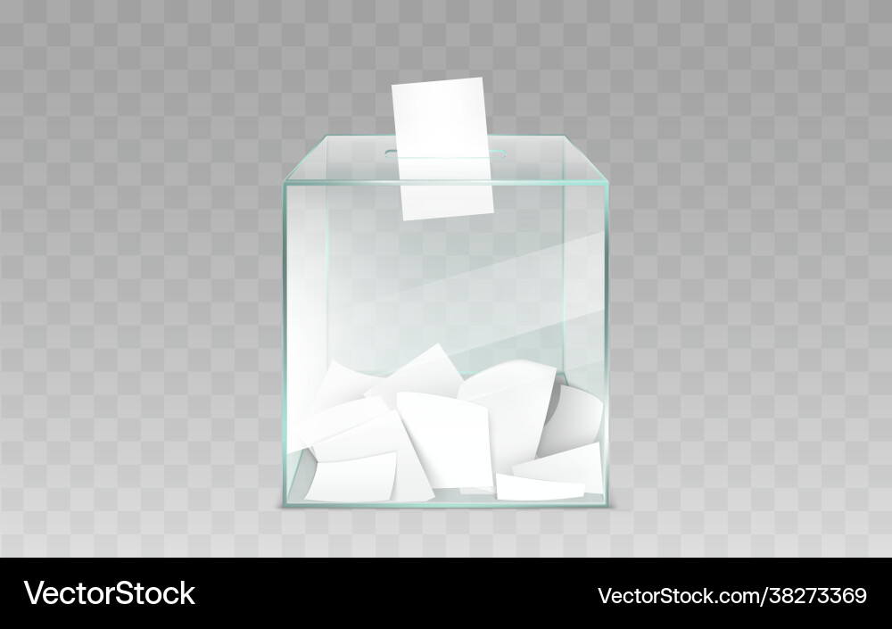 Glass ballot box with papers Royalty Free Vector Image