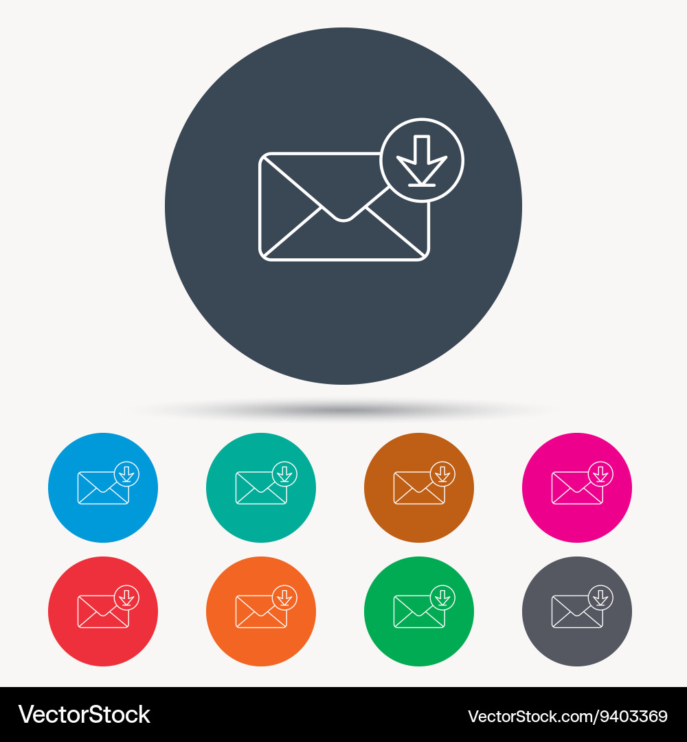 Mail inbox icon email message sign Royalty Free Vector Image