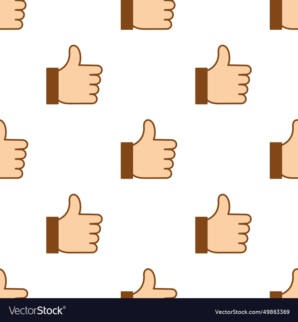Thumb up hand gesture seamless pattern Royalty Free Vector