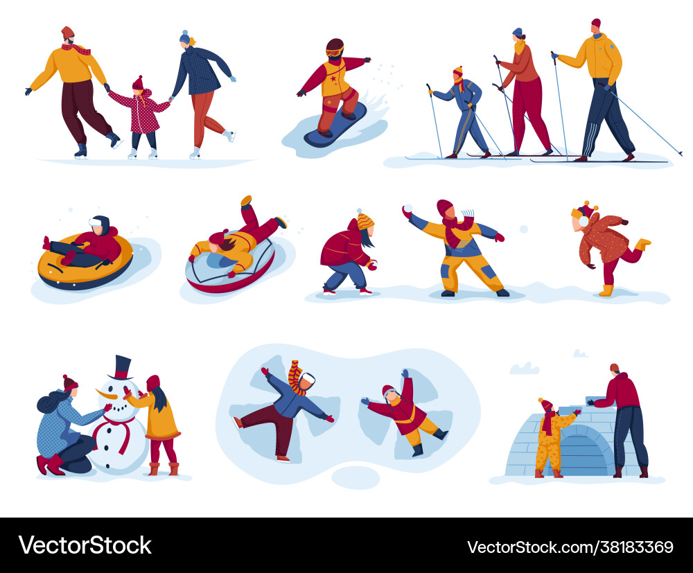 Winter activity outdoor set Royalty Free Vector Image