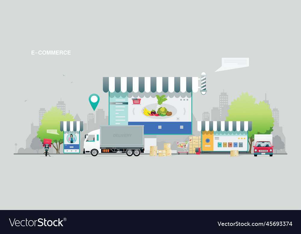 E-commerce platform system Royalty Free Vector Image