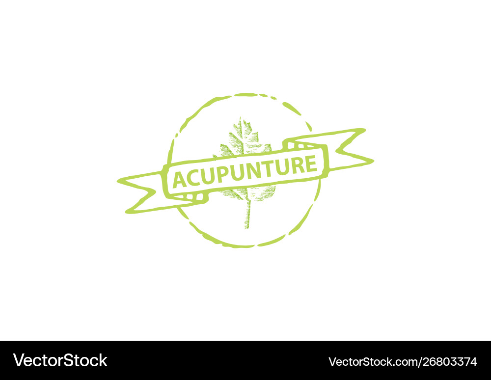 Leaf acupuncture label logo designs Royalty Free Vector