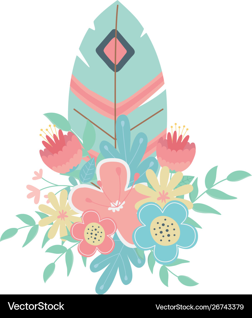 Isolated boho feathers design Royalty Free Vector Image