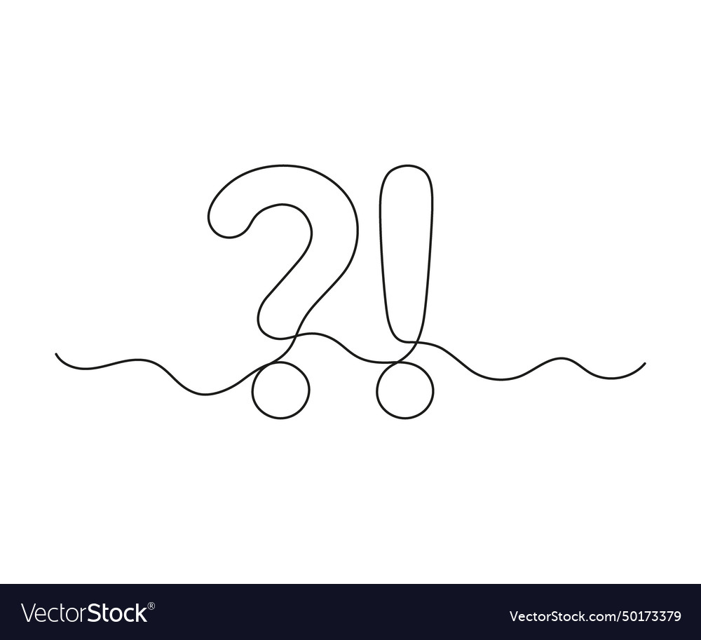 Question exclamation mark one line continuous Vector Image