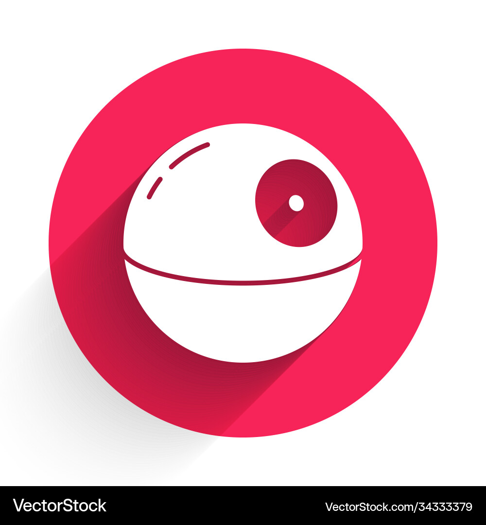White death star icon isolated with long shadow Vector Image