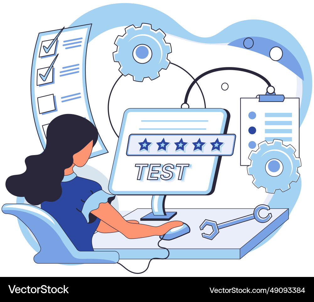 Application testing metaphor app test Royalty Free Vector