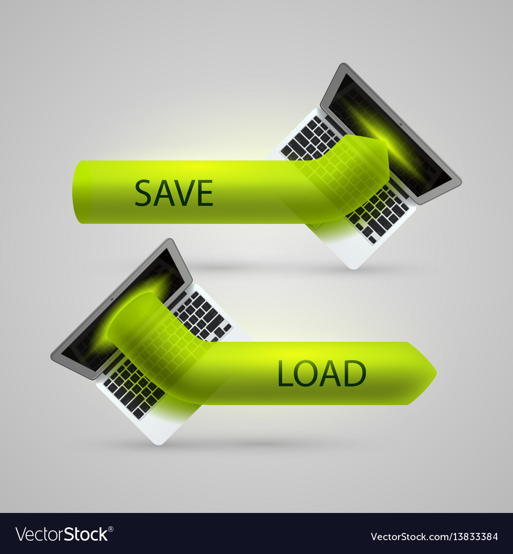 Computer arrow loading and saving Royalty Free Vector Image