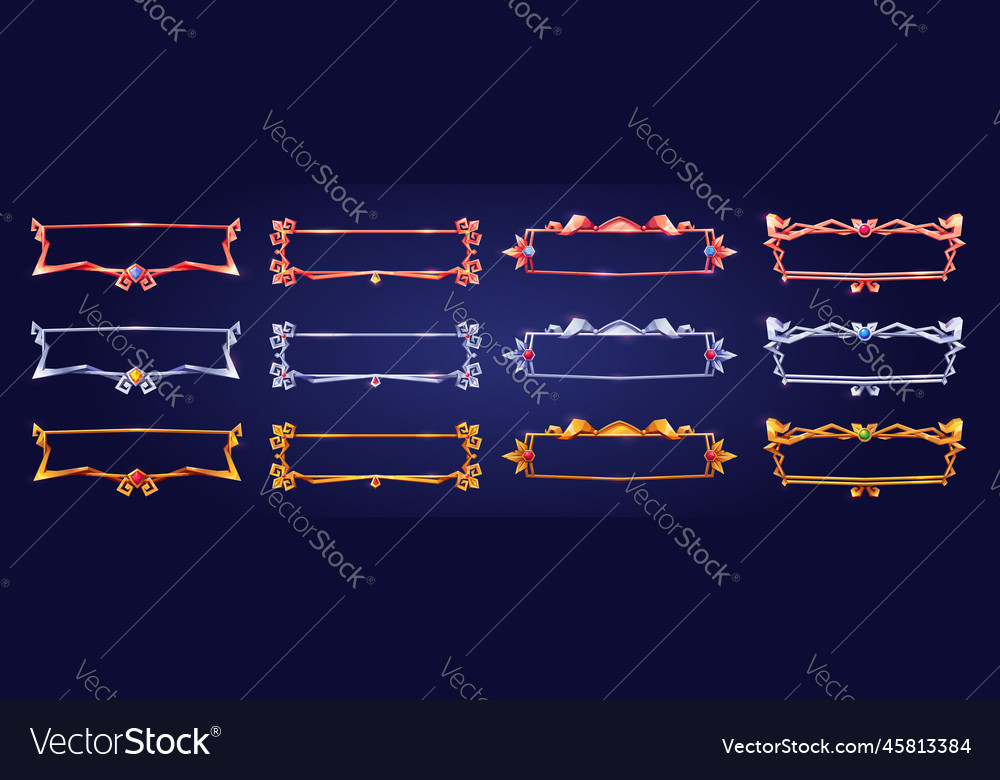 Empty rectangle game frames in medieval style Vector Image