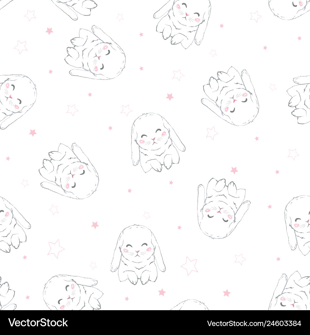 Seamless pattern with cartoon bunnies for kids Vector Image