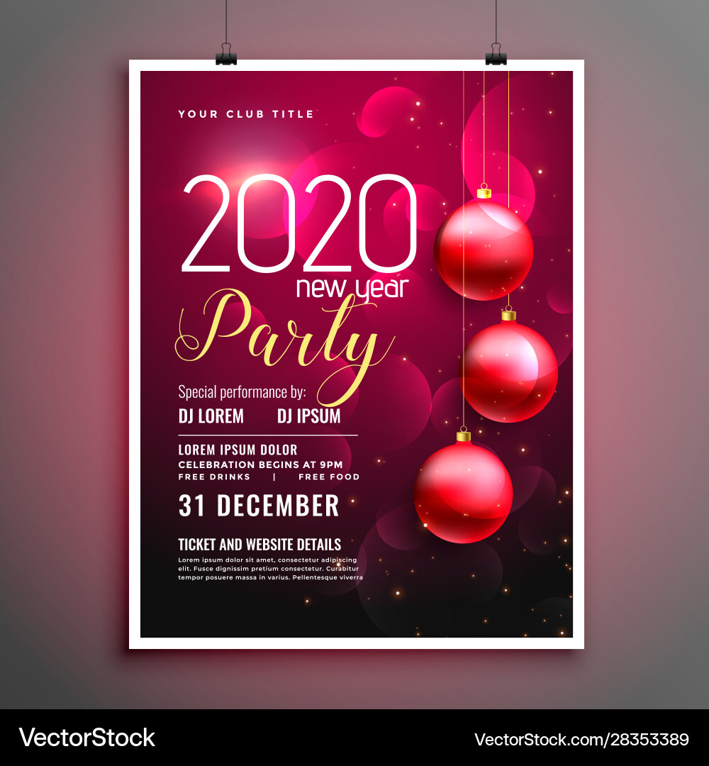 2020 celebration new year occasion event flyer Vector Image