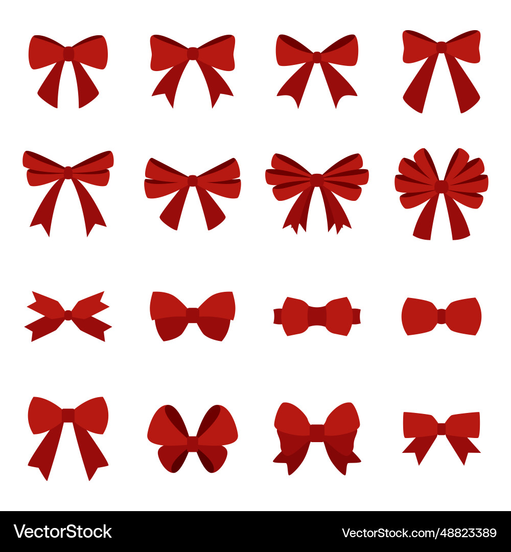 Decorative red bow isolated set on background Vector Image