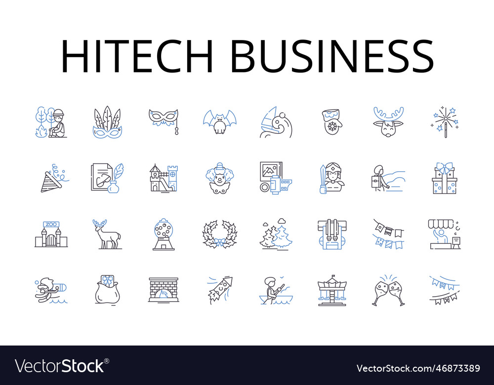 Hitech business line icons collection technology Vector Image Hitech business line icons collection technology Vector Image