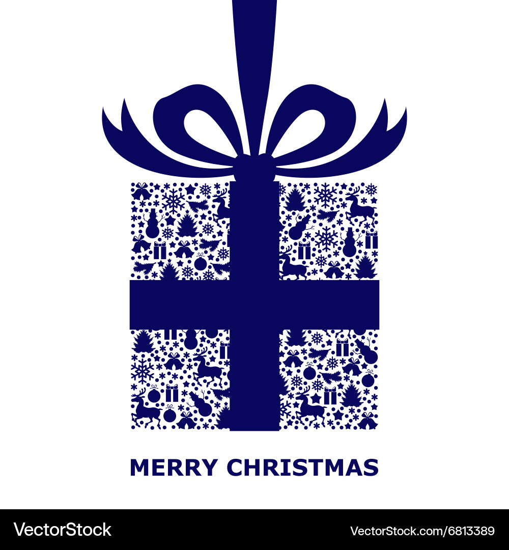 Patterned gift blue Royalty Free Vector Image - VectorStock
