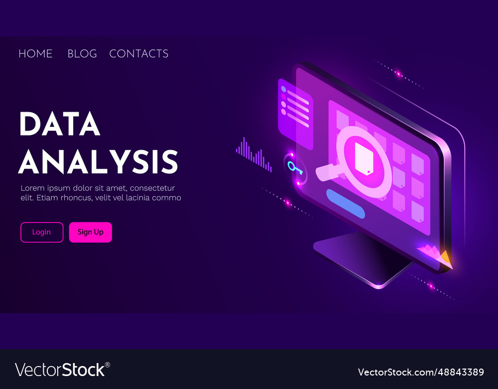 Searching file or data analysis on computer Vector Image